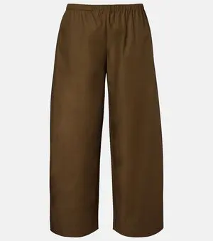 Khaite Roma Cotton Poplin Wide-leg Pants - Green