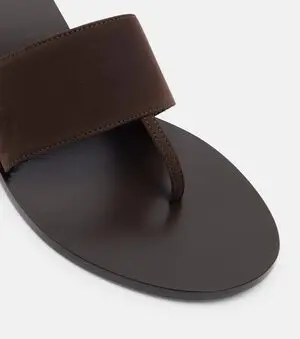 JUDE Lucille Leather Wedge Thong Sandals - Brown