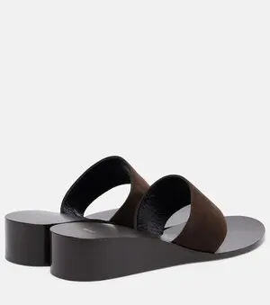 JUDE Lucille Leather Wedge Thong Sandals - Brown