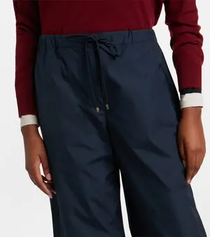 Max Mara Cropped Wide-leg Cotton Pants - Blue