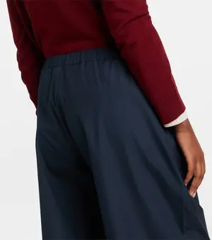 Max Mara Cropped Wide-leg Cotton Pants - Blue