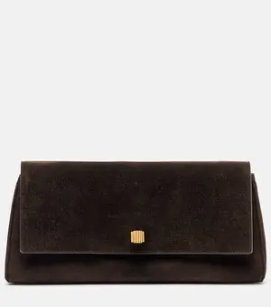Khaite Audrey Suede Clutch - Brown