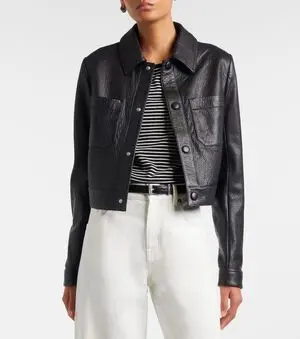 FRAME Small Leather Jacket - Black