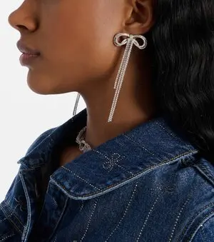 SELF-PORTRAIT Bow Crystal-embellished Earrings