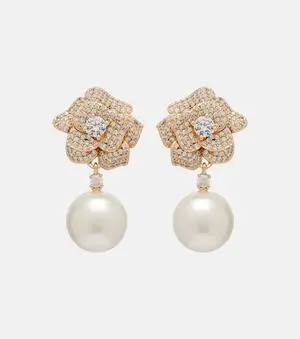 SELF-PORTRAIT Embellished Faux Pearl Drop Earrings - Gold