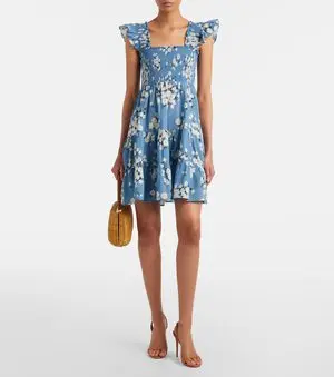 Rixo Sidney Floral Cotton Minidress - Blue
