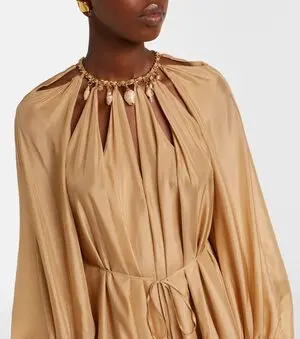 Zimmermann Embellished Silk Maxi Dress - Beige