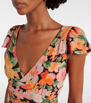 Rixo Cathy Floral Crêpe Midi Dress - Multicoloured