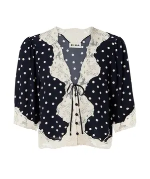 Rixo Ursula Polka Dot Crepe De Chine Shirt - Blue