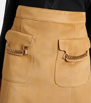 Gucci Embellished Suede Midi Skirt