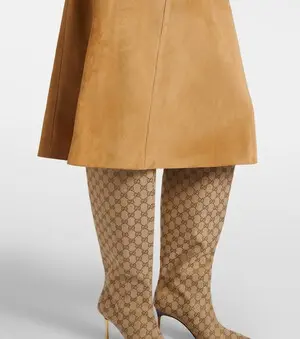 Gucci Embellished Suede Midi Skirt