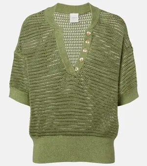 Varley Callie Open-knit Cotton Top - Green