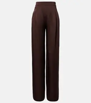 Max Mara Elegant Satin Wide-leg Pants - Brown