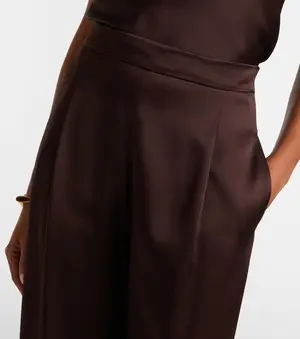 Max Mara Elegant Satin Wide-leg Pants - Brown