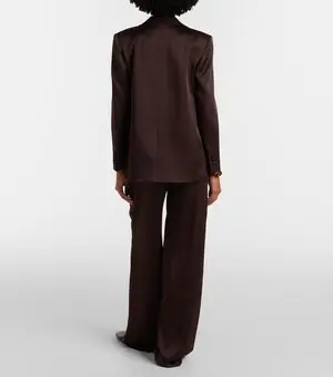 Max Mara Elegant Satin Wide-leg Pants - Brown