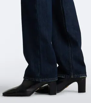 Prada Leather Ankle Boots With Gold Tone Hardware