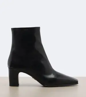 Prada Leather Ankle Boots With Gold Tone Hardware