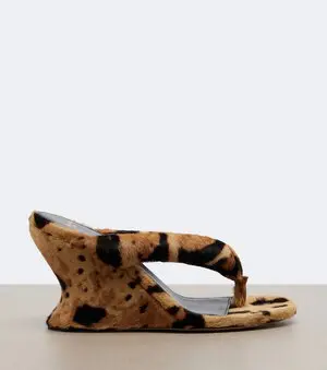 Balenciaga Gaeta Calf Hair Wedge Thong Sandals