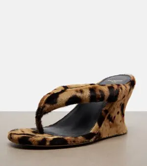 Balenciaga Gaeta Calf Hair Wedge Thong Sandals