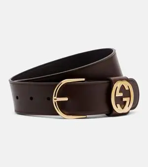 Gucci Interlocking G Leather Belt - Brown