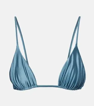 Jade Swim Via Metallic-effect Bikini Top - Blue