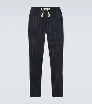 Orlebar Brown Striped Cotton Straight Pants - Blue
