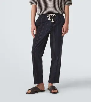 Orlebar Brown Striped Cotton Straight Pants
