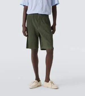 Issey Miyake Homme Plissé Pleated Bermuda Shorts - Green