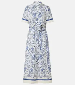 Simkhai Audria Printed Linen-blend Shirt Dress - White