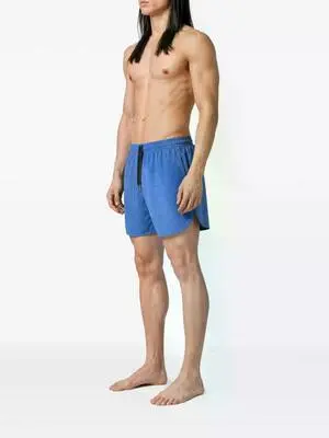 TRIBE AND TRUE Grid-pattern Drawstring Swim Shorts