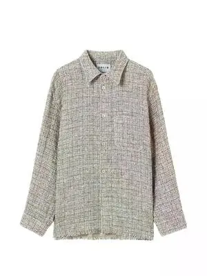 SOLID HOMME Frayed-edge Shirt Jacket