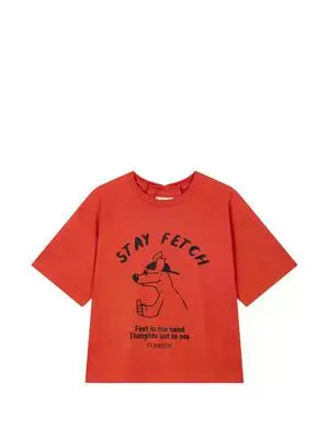 STUDIO TOMBOY Graphic Print Box-pleat T-shirt - Orange