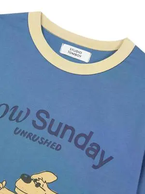 STUDIO TOMBOY Character-print Ringer T-shirt - Blue