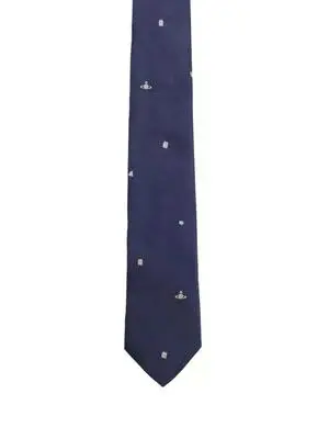 VIVIENNE WESTWOOD Orb Embroidered Silk Tie