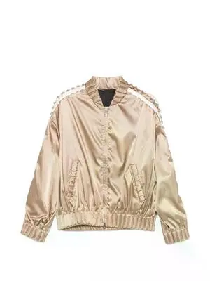 RAXXY Satin Finish Pleated Trim Jacket - Neutrals