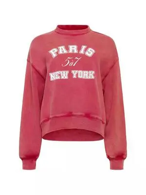 Cinq À Sept Logo Print Washed Sweater - Red