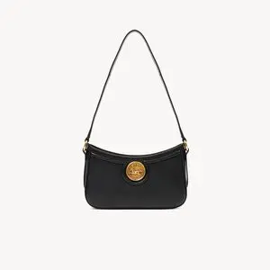Chloé Grained Leather Horse Medal Shoulder Bag - Black
