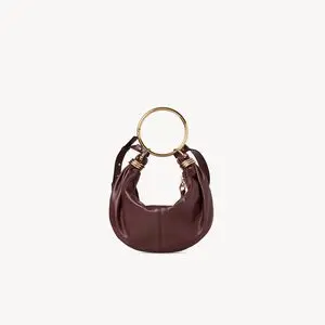 Chloé Chloé Small Bracelet Hobo Bag In Grained Leather Grenat