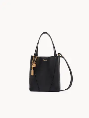 Chloé Small Spin Tote Bag In Grained Leather - Black