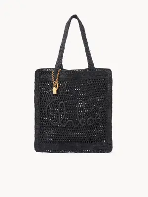 Chloé Raffia And Calfskin Summer Banana Tote Bag - Black