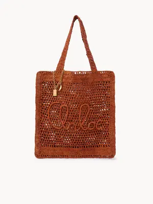 Chloé Summer Banana Raffia And Calfskin Tote Bag