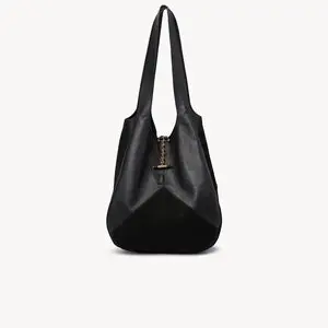 Chloé Balloon Bag In Grained & Suede Leather - Black