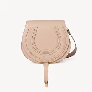 Chloé Chloé Marcie Saddle Bag In Shiny Leather Deep Beige