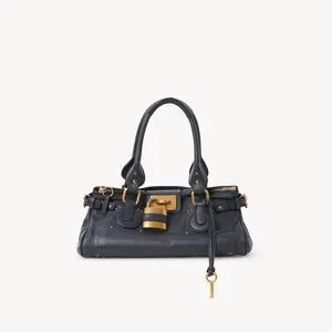 Chloé Chloé Paddington Bag In Grained Leather Black Navy