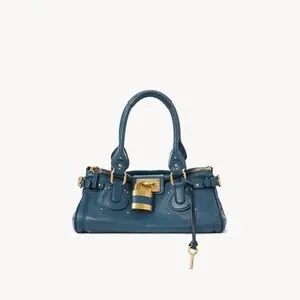 Chloé Paddington Bag In Grained Leather - Tapestry Blue