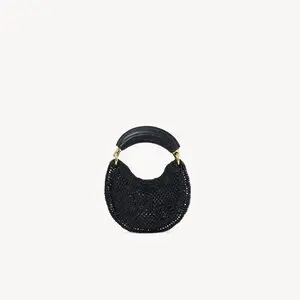 Chloé Mini Summer Banana Hobo Bag In Glitter Crochet - Black