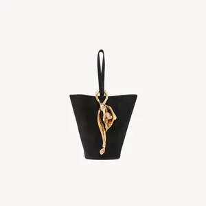 Chloé Suede Leather Wristlet Bucket Bag - Black