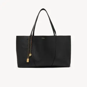 Chloé Spin East-west Tote Bag In Grained Leather - Black