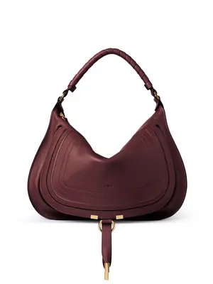 Chloé Marcie Shoulder Bag In Soft Leather - Dark Velvet