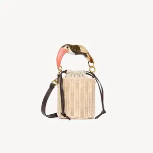 Chloé Tropicus Bucket Bag In Wicker - Hot Sand